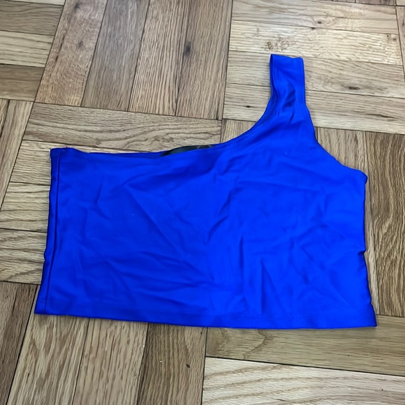Tops | One Shoulder Blue Crop Top | Poshmark